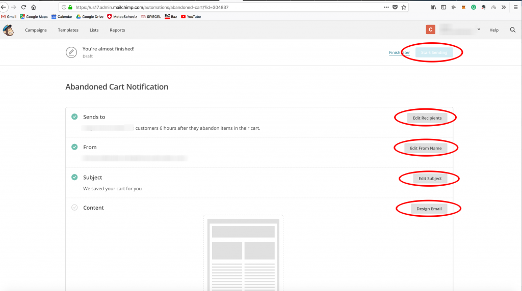 Mailchimp Automation Settings