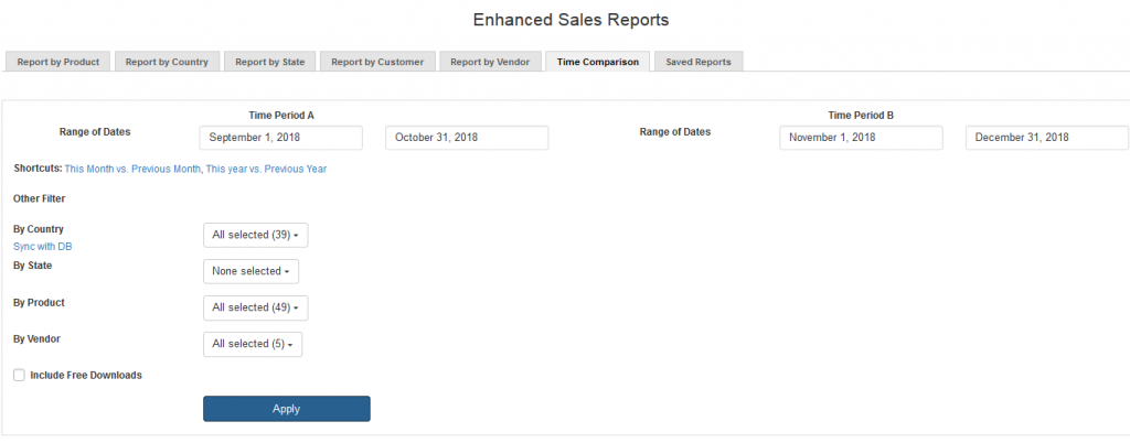Time Comparison Tab – Pro Version