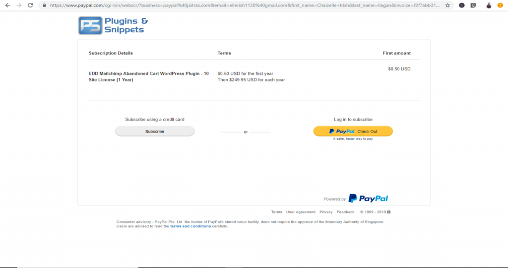 PayPal Adaptive Payments Checkout Screen using a Sandbox account