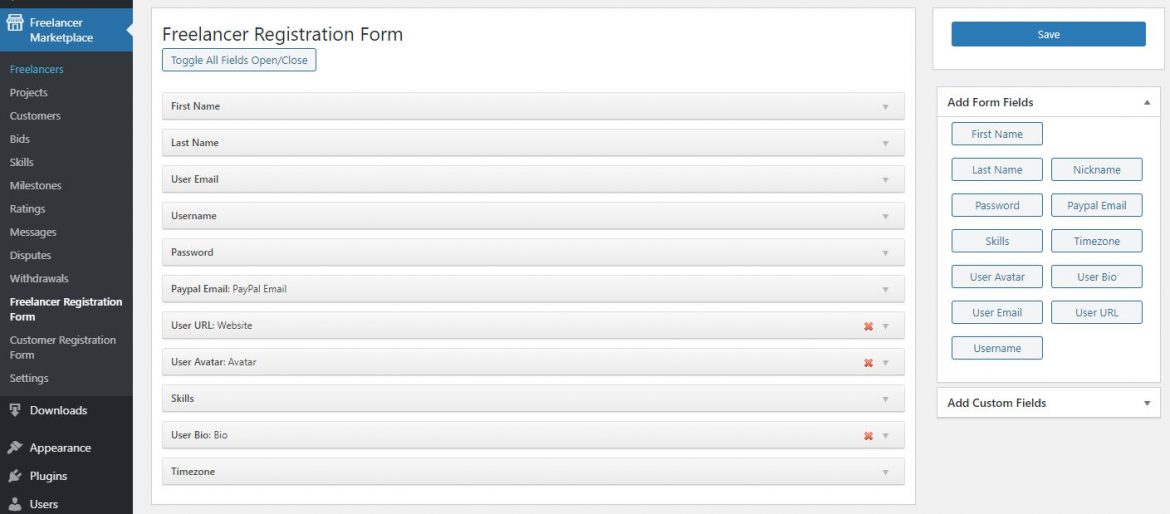 Freelancer-Registration-Form-Backend-Settings
