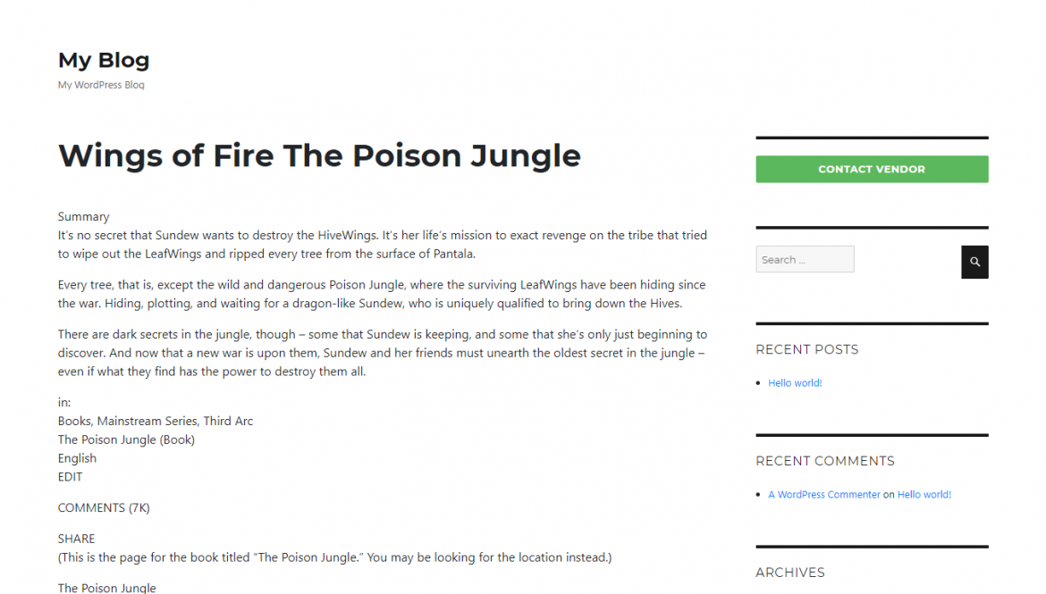 Vendor Product page with CONTACT VENDOR button