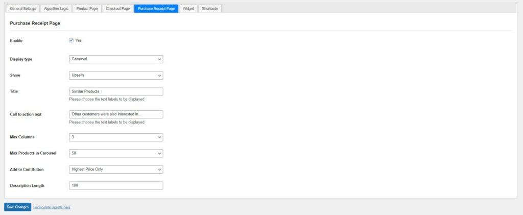 Purchase Receipt Settings