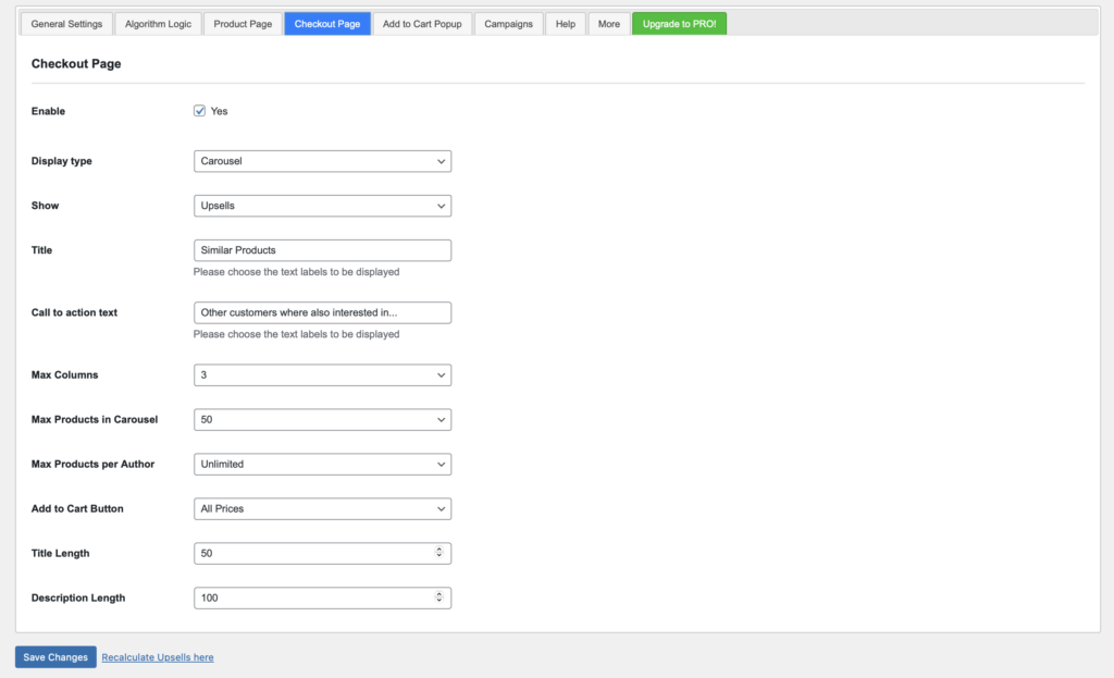 UpsellMaster-Lite-Checkout-Page-Settings