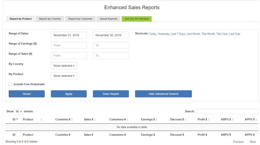 EDD Enhanced Sales Reports - Plugins & Snippets