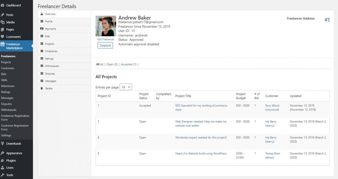 Freelancer Marketplace Plugin