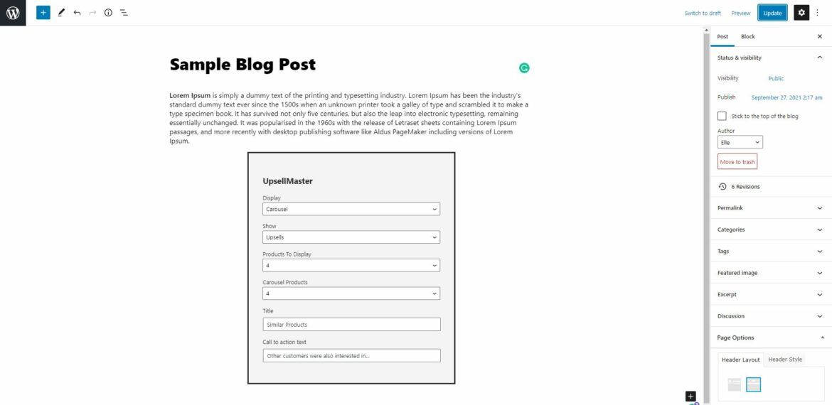 Gutenberg Block Settings